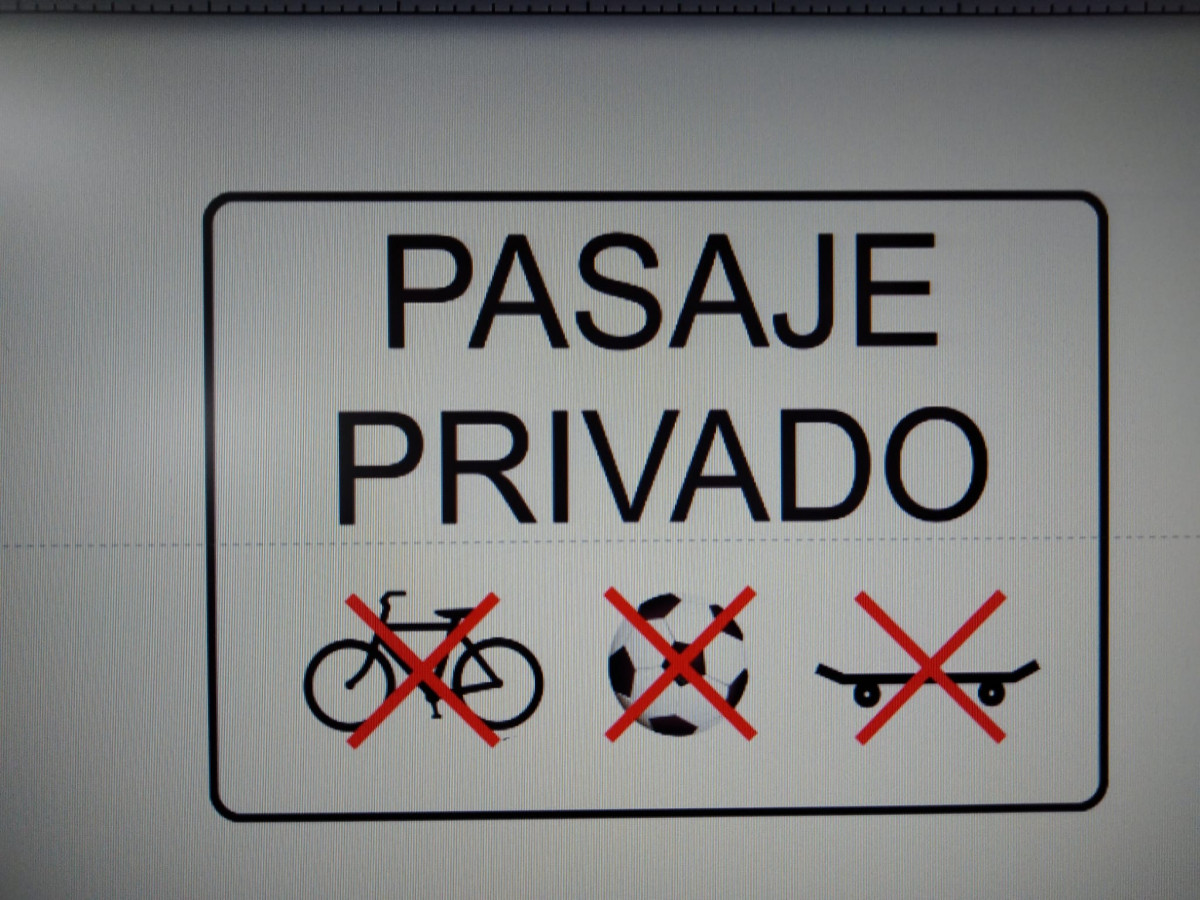 RÓTULO 50X33 CMS. PASAJE PRIVADO ACERO LACADO LISO PERSONALIZADO ...